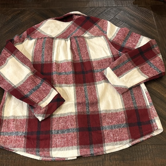 1 clique | Jackets & Coats | Womens Red And White Shacket Jacket | Poshmark